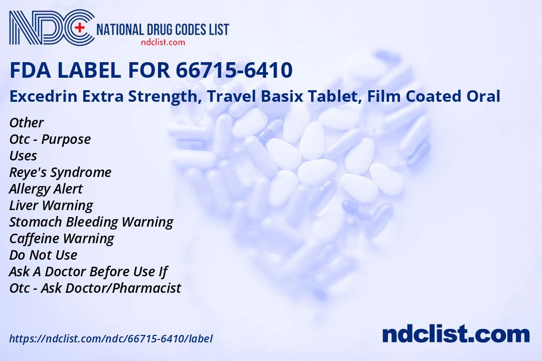 Fda Label For Excedrin Extra Strength Travel Basix Tablet Film Coated Oral Indications
