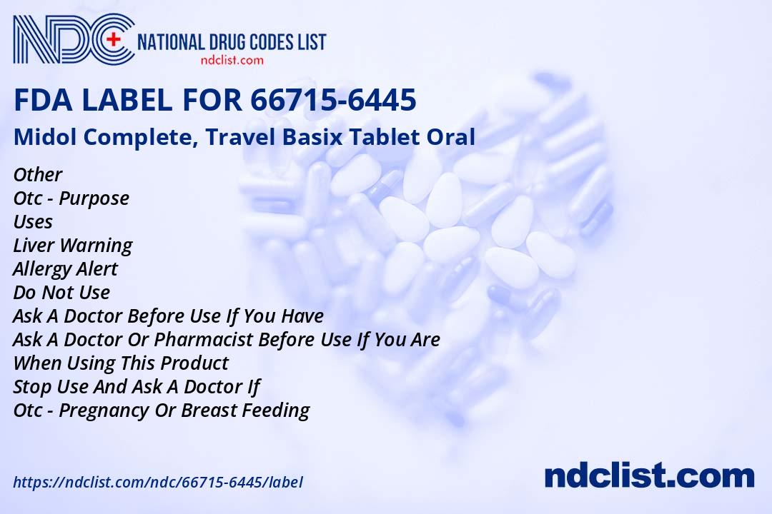 FDA Label for Midol Complete, Travel Basix Tablet Oral - Indications ...