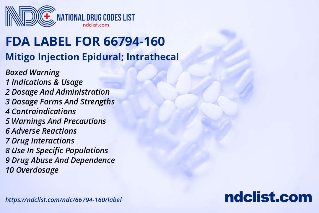 FDA Label for Mitigo Injection Epidural; Intrathecal - Indications ...