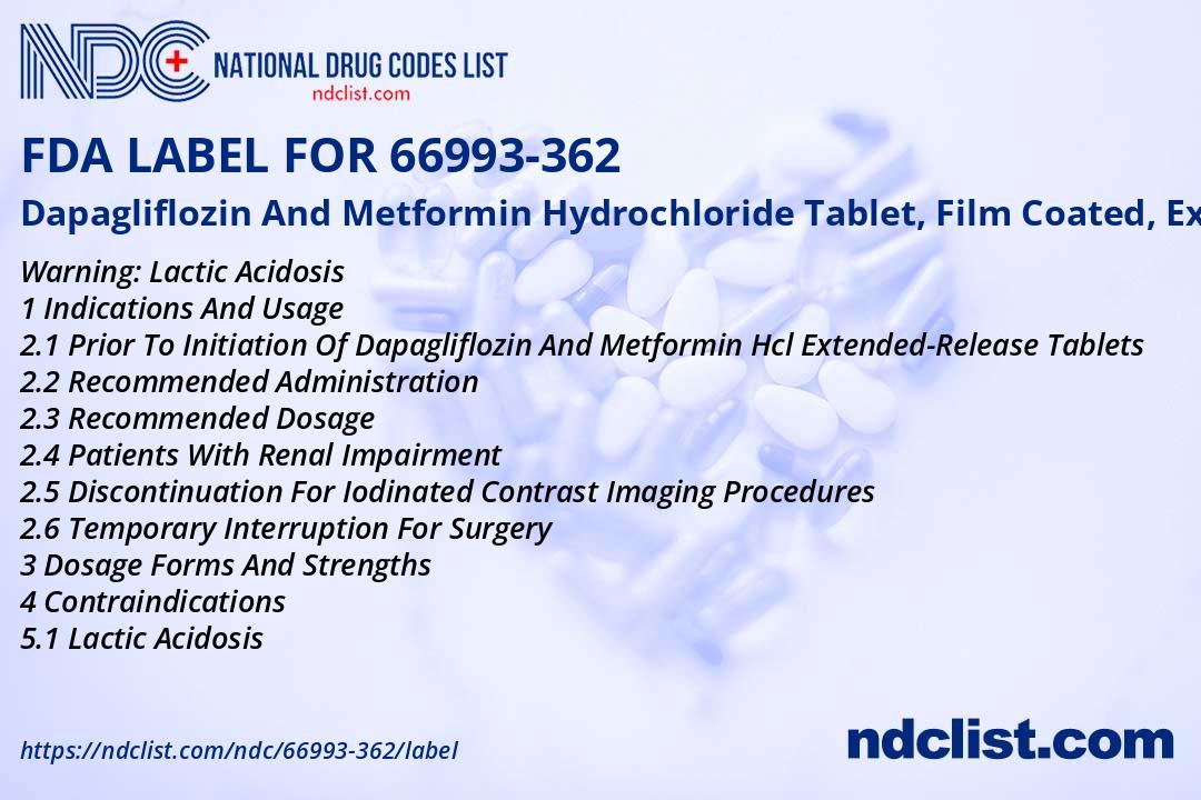 Dapagliflozin And Metformin Hydro- FDA Label NDC66993-362