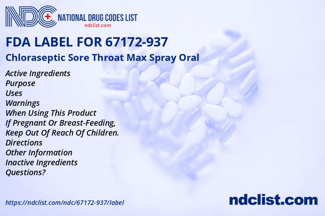 Chloraseptic Sore Throat Max Spray- FDA Label NDC67172-937