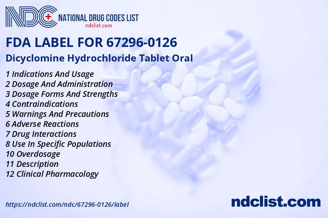 Dicyclomine Hydrochloride FDA Label - NDC 67296-0126