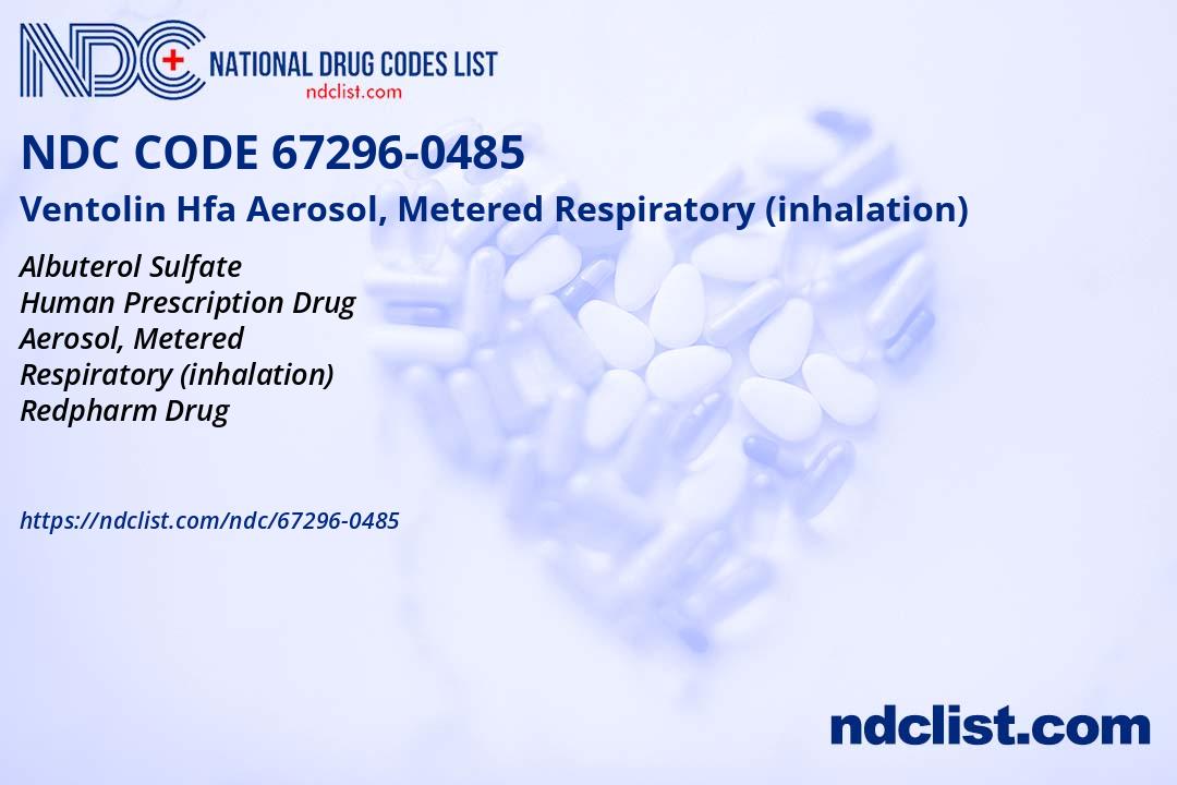 NDC 67296-0485 Ventolin Hfa Aerosol, Metered Respiratory (inhalation)