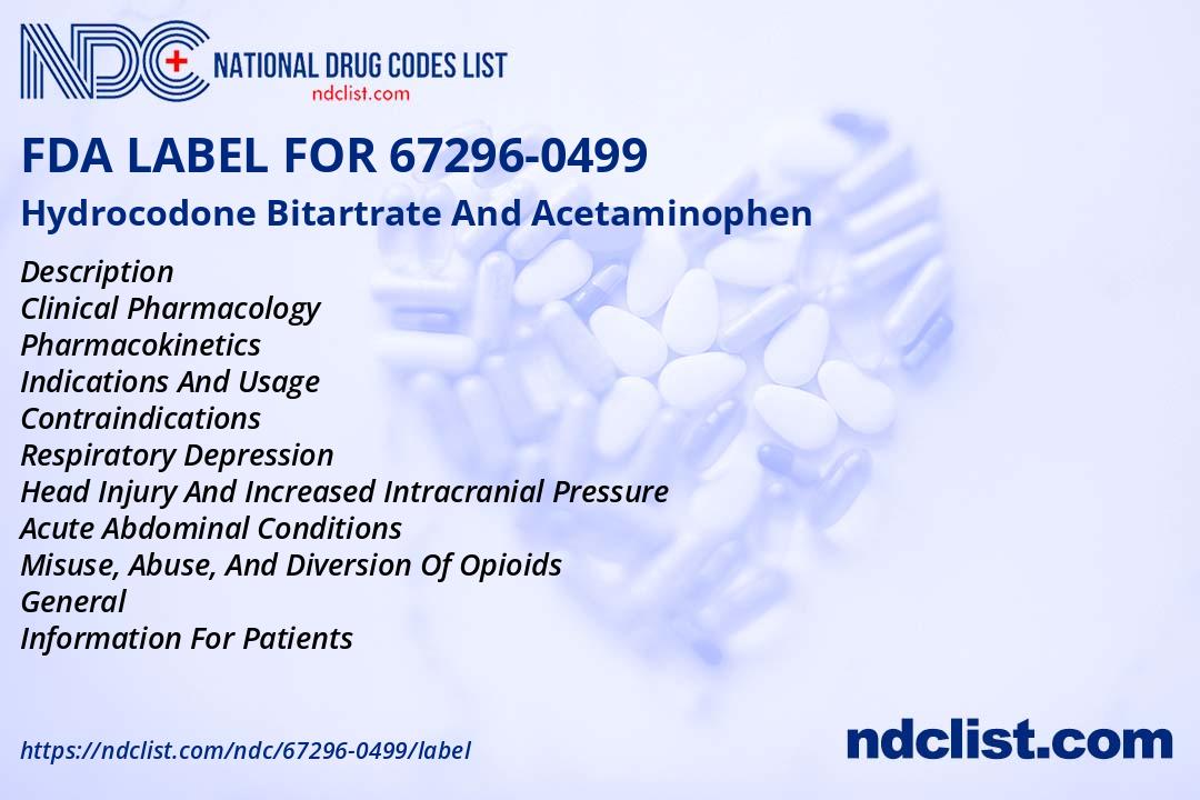 Hydrocodone Bitartrate And Ac FDA Label - NDC 67296-0499