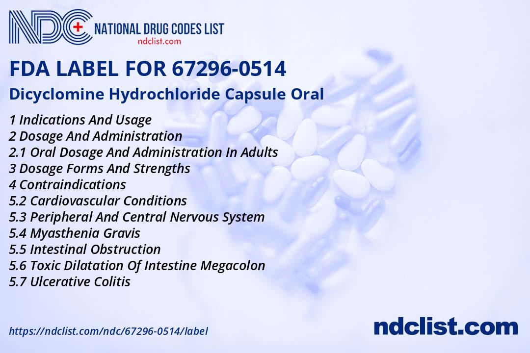 Dicyclomine Hydrochloride- FDA Label NDC67296-0514