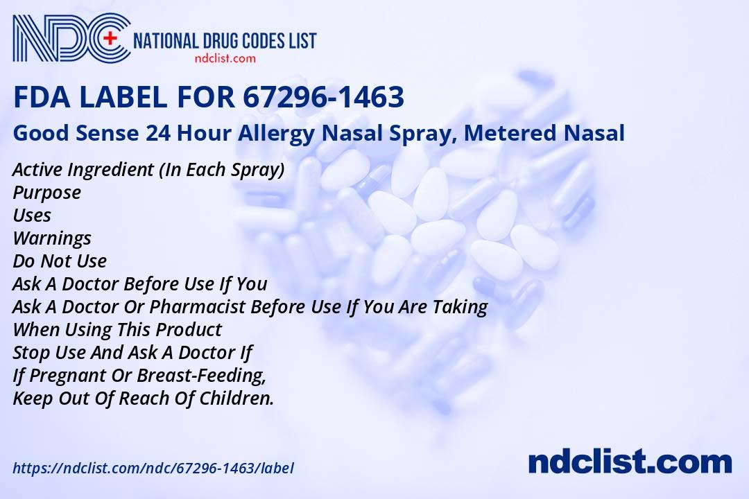 FDA Label for Good Sense 24 Hour Allergy Nasal Spray, Metered Nasal ...