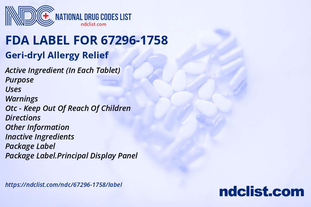 FDA Label for Geri-dryl Allergy Relief - Indications, Usage & Precautions