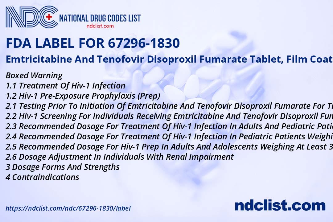 FDA Label for Emtricitabine And Tenofovir Disoproxil Fumarate ...
