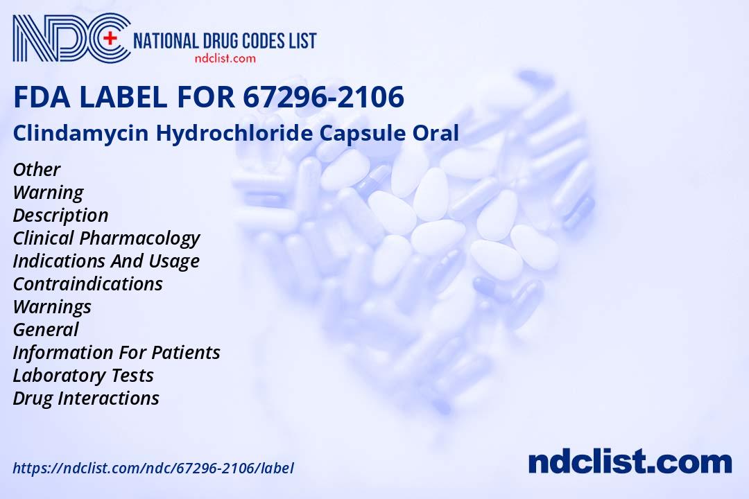 Clindamycin Hydrochloride- FDA Label NDC67296-2106
