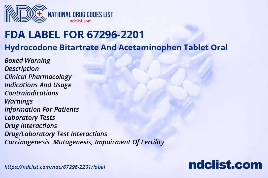 FDA Label for Hydrocodone Bitartrate And Acetaminophen Tablet Oral ...