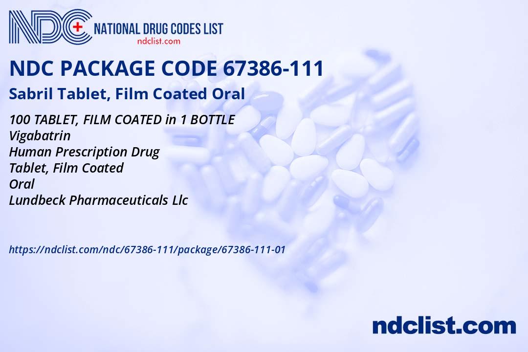 NDC Package 67386-111-01 Sabril Tablet, Film Coated Oral