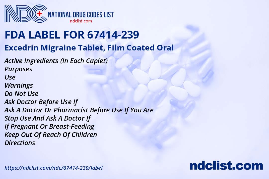 FDA Label for Excedrin Migraine Tablet, Film Coated Oral - Indications ...