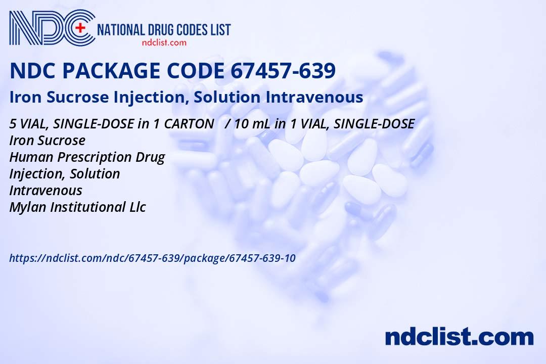 NDC Package 67457-639-10 Iron Sucrose Injection, Solution Intravenous