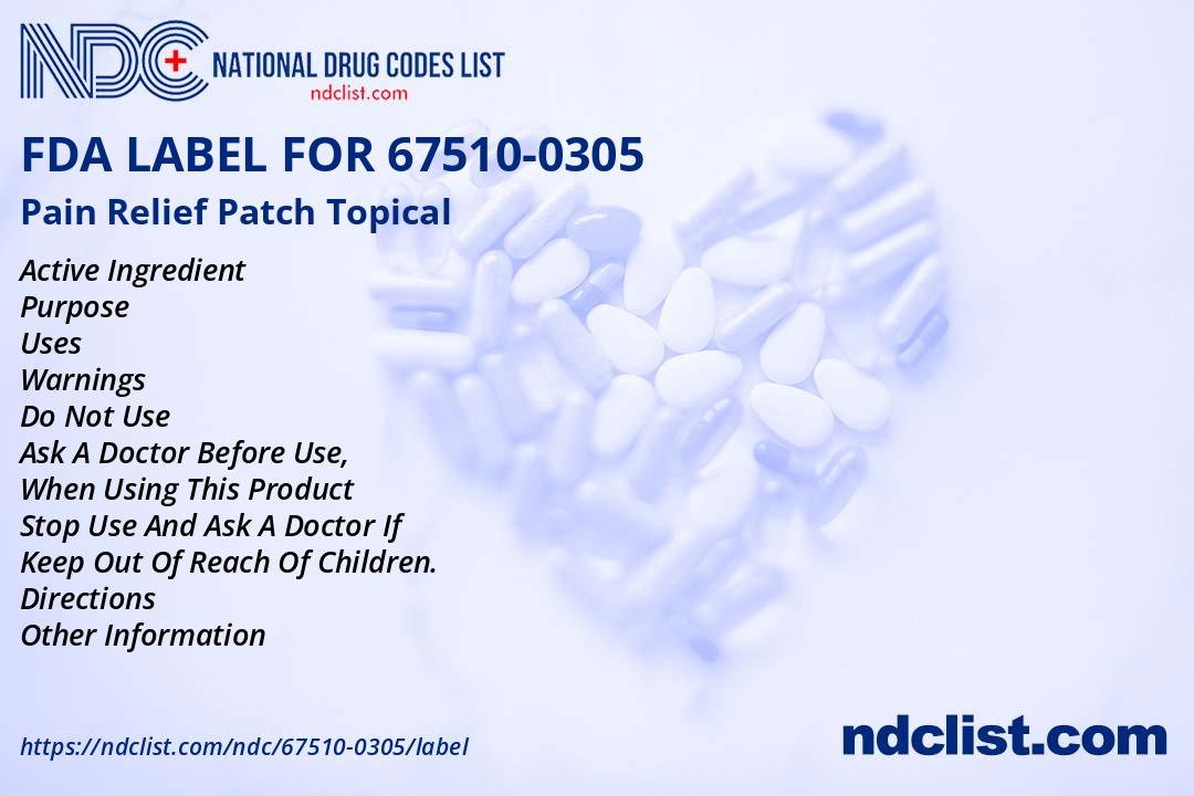 Pain Relief Patch- FDA Label NDC67510-0305
