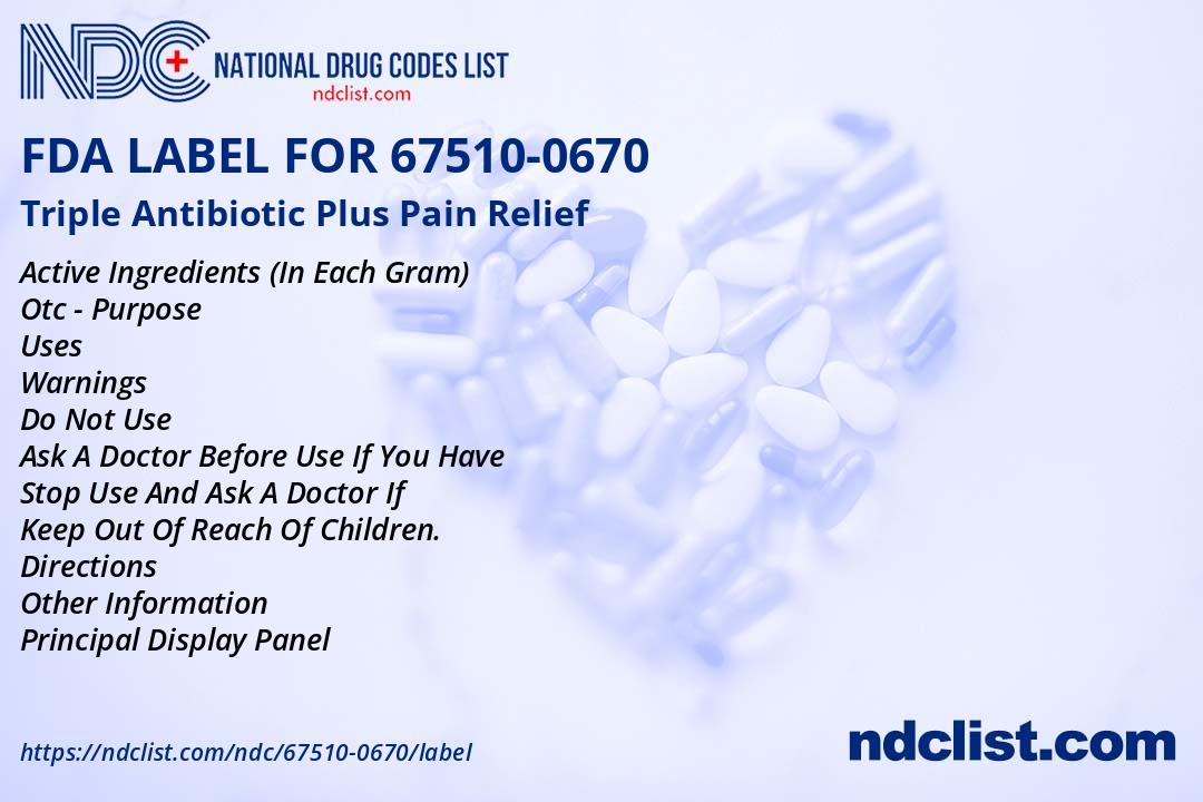 Triple Antibiotic Plus Pain Relief- FDA Label NDC67510-0670