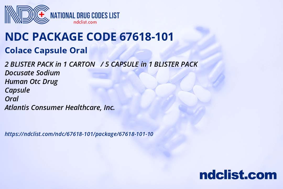 Colace Capsule NDC Package 67618-101-10