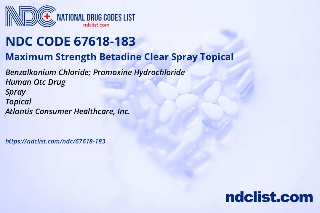 NDC 67618-183 Maximum Strength Betadine Clear Spray Topical