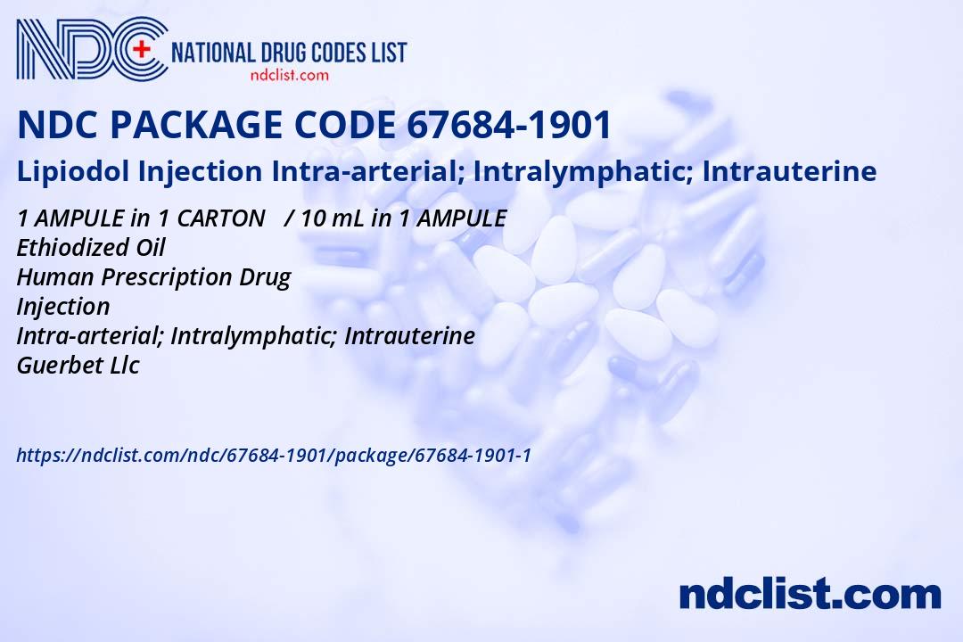 NDC Package 67684-1901-1 Lipiodol Injection Intra-arterial ...