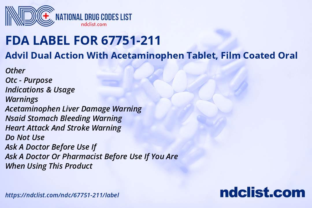 FDA Label for Advil Dual Action With Acetaminophen Tablet, Film Coated ...