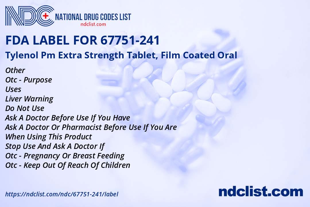 Tylenol Pm Tablet, Film Coated- FDA Label NDC67751-241