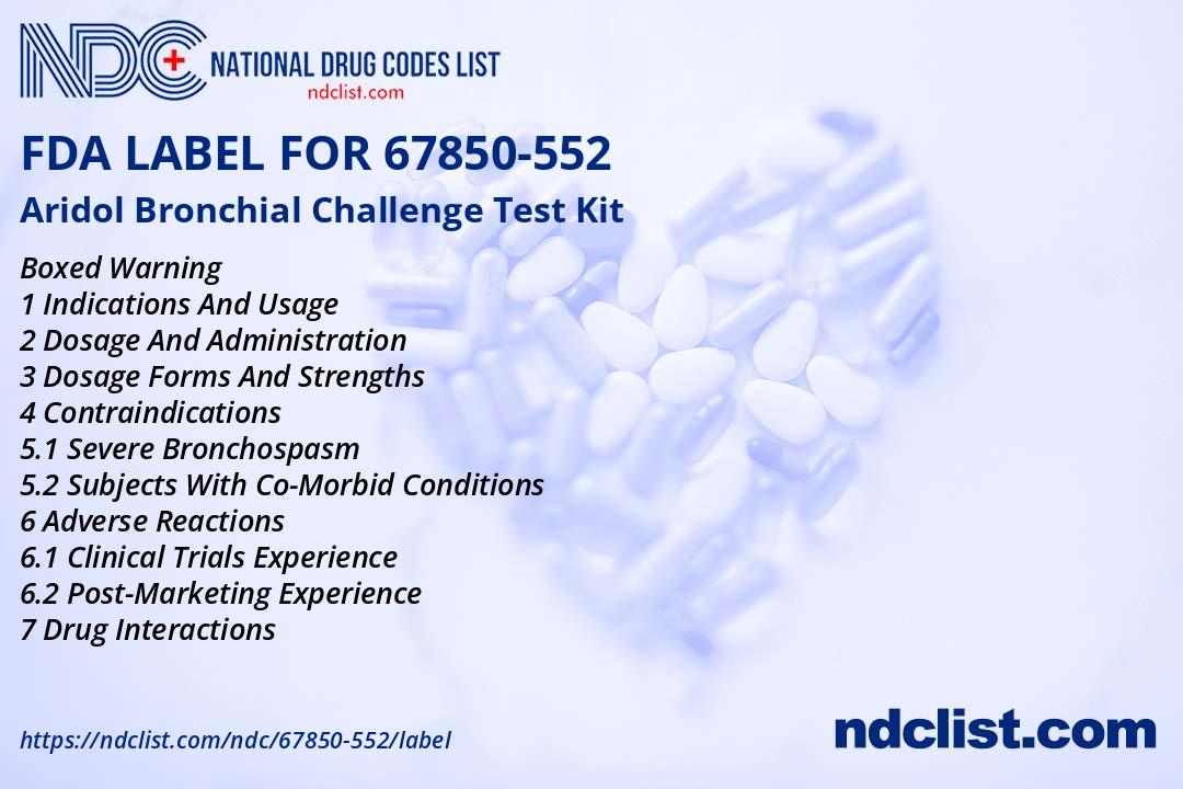 FDA Label for Aridol Bronchial Challenge Test Kit Kit - Indications ...