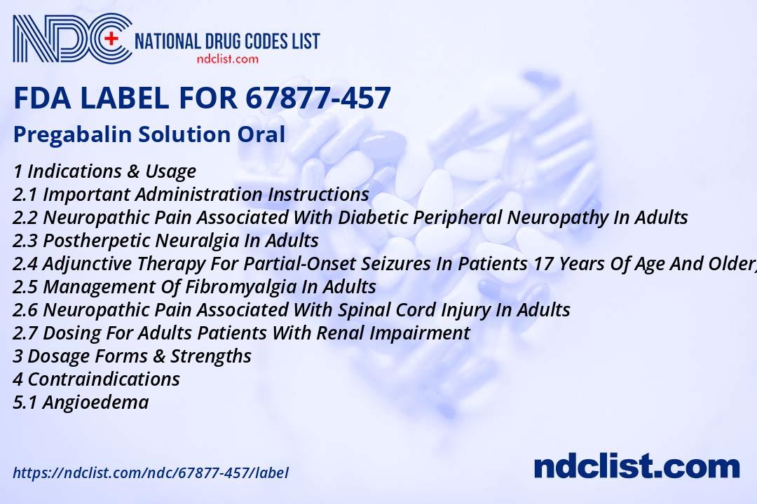 FDA Label for Pregabalin Solution Oral - Indications, Usage & Precautions
