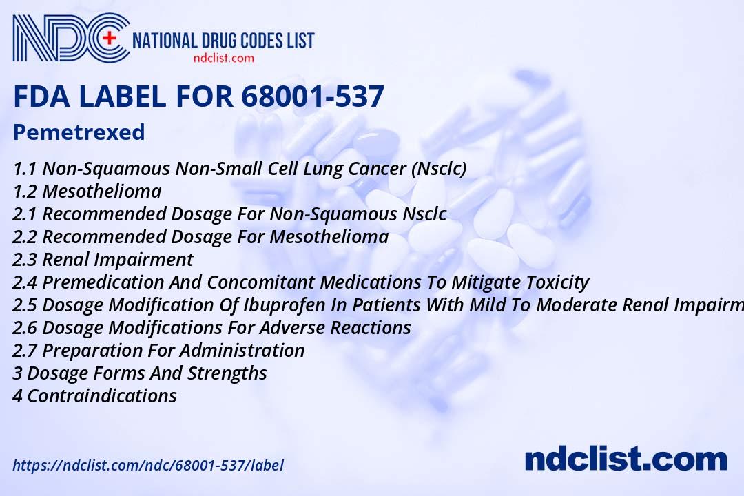 FDA Label for Pemetrexed - Indications, Usage & Precautions