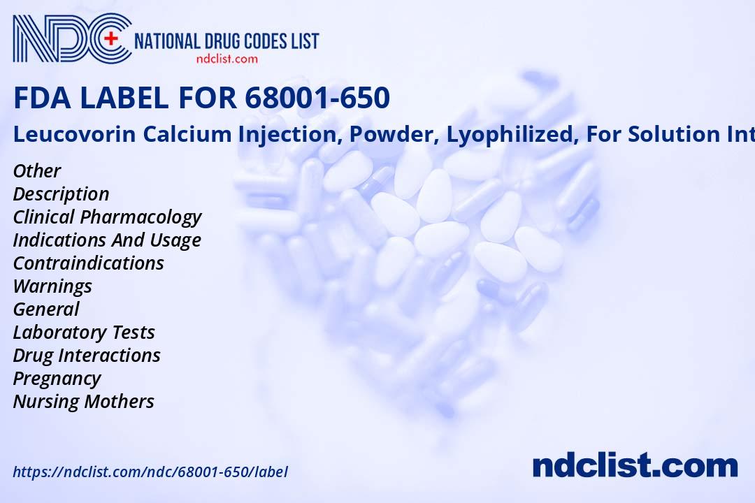 FDA Label for Leucovorin Calcium Injection, Powder, Lyophilized, For ...
