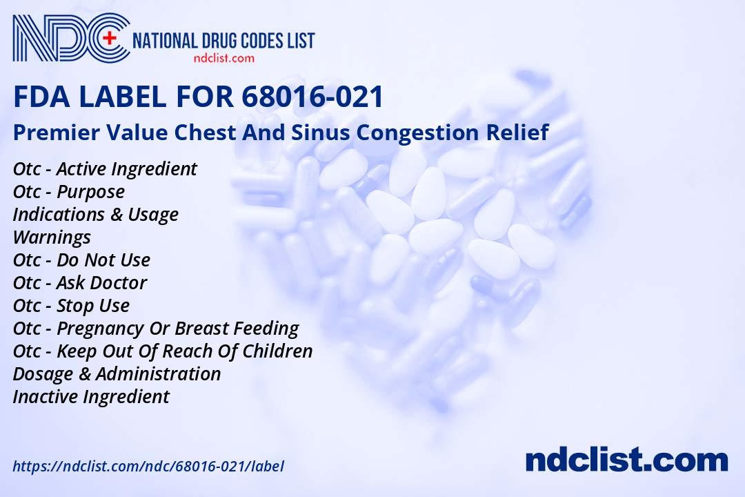 FDA Label for Premier Value Chest And Sinus Congestion Relief ...
