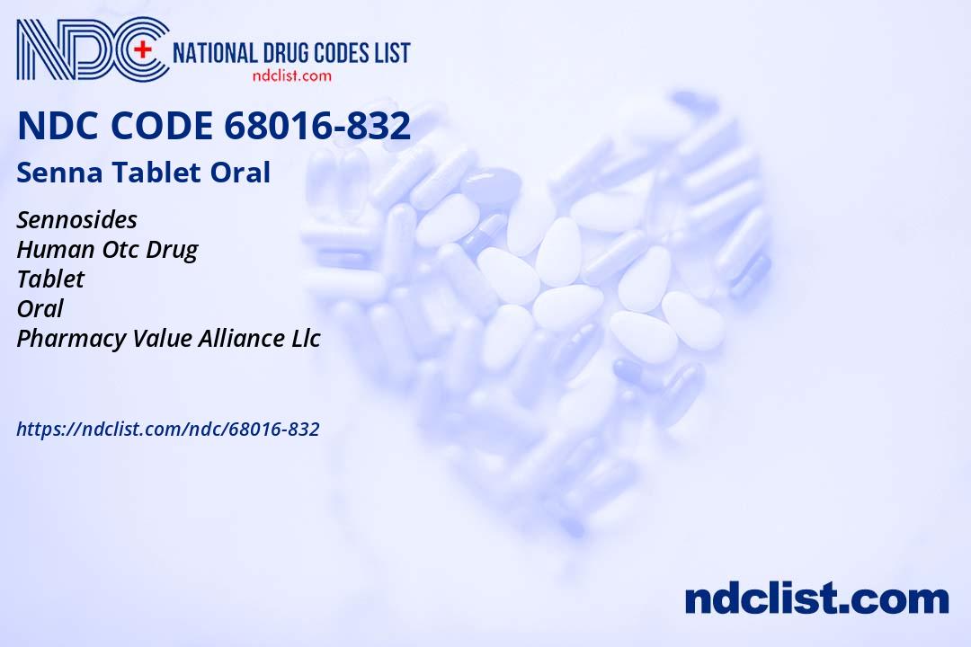 NDC 68016-832 Senna Tablet Oral