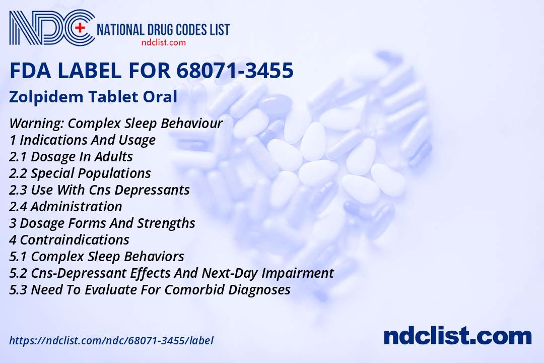 FDA Label for Zolpidem - Indications, Usage & Precautions