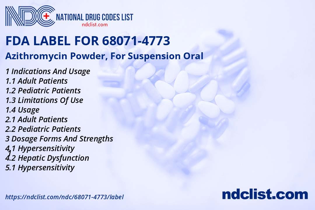 FDA Label for Azithromycin Powder, For Suspension Oral - Indications ...