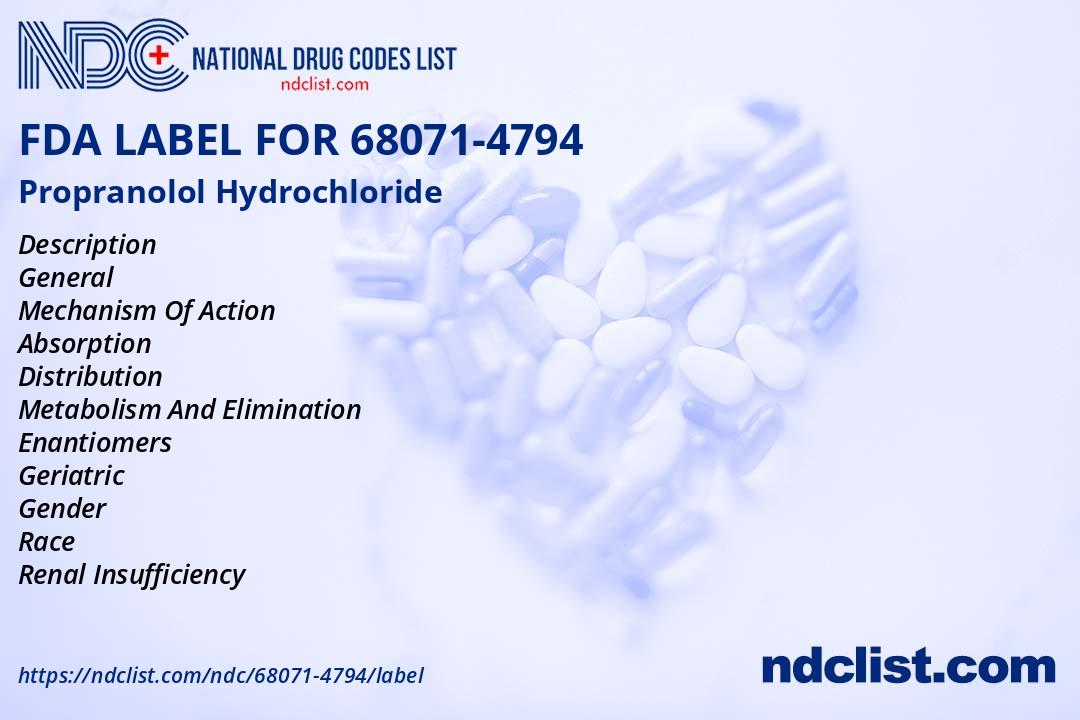 FDA Label for Propranolol Hydrochloride - Indications, Usage & Precautions