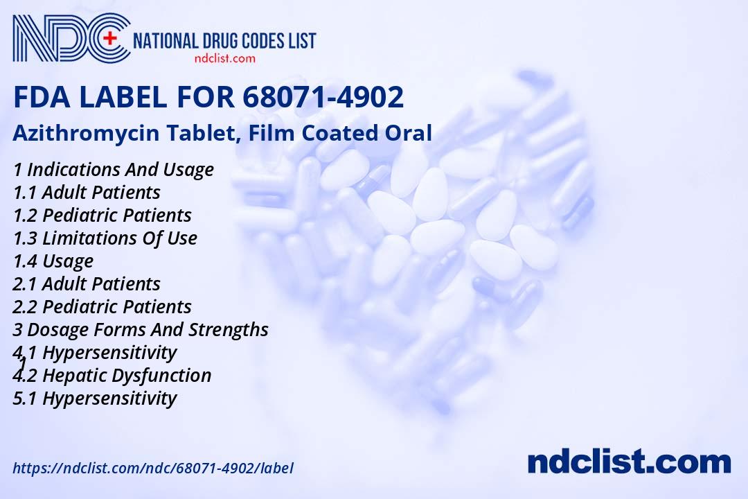 FDA Label for Azithromycin Tablet, Film Coated Oral - Indications ...