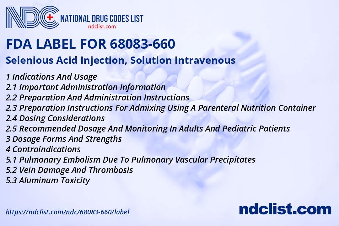 FDA Label for Selenious Acid Injection, Solution Intravenous ...