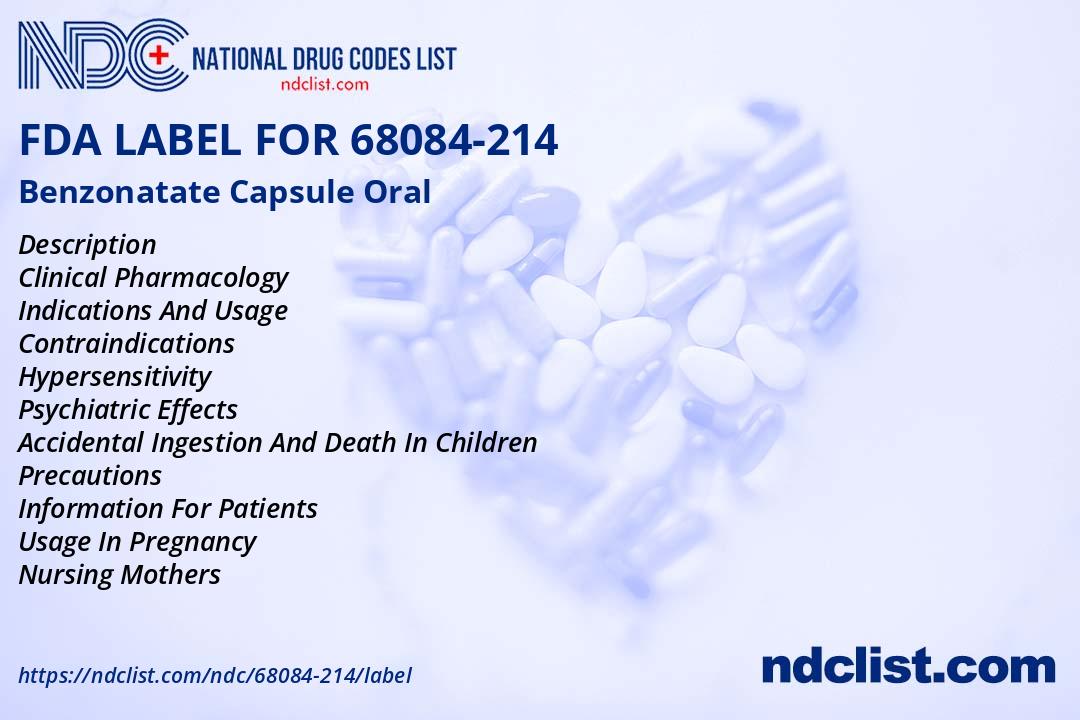 Benzonatate Capsule- FDA Label NDC68084-214