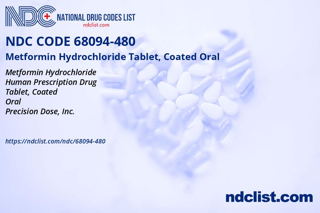 Metformin Hydrochloride Tablet, Coated NDC 68094-480