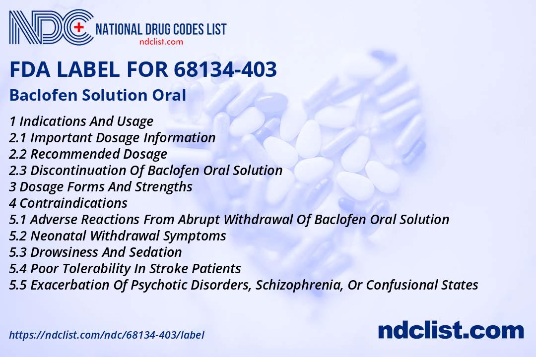 FDA Label for Baclofen Solution Oral - Indications, Usage & Precautions