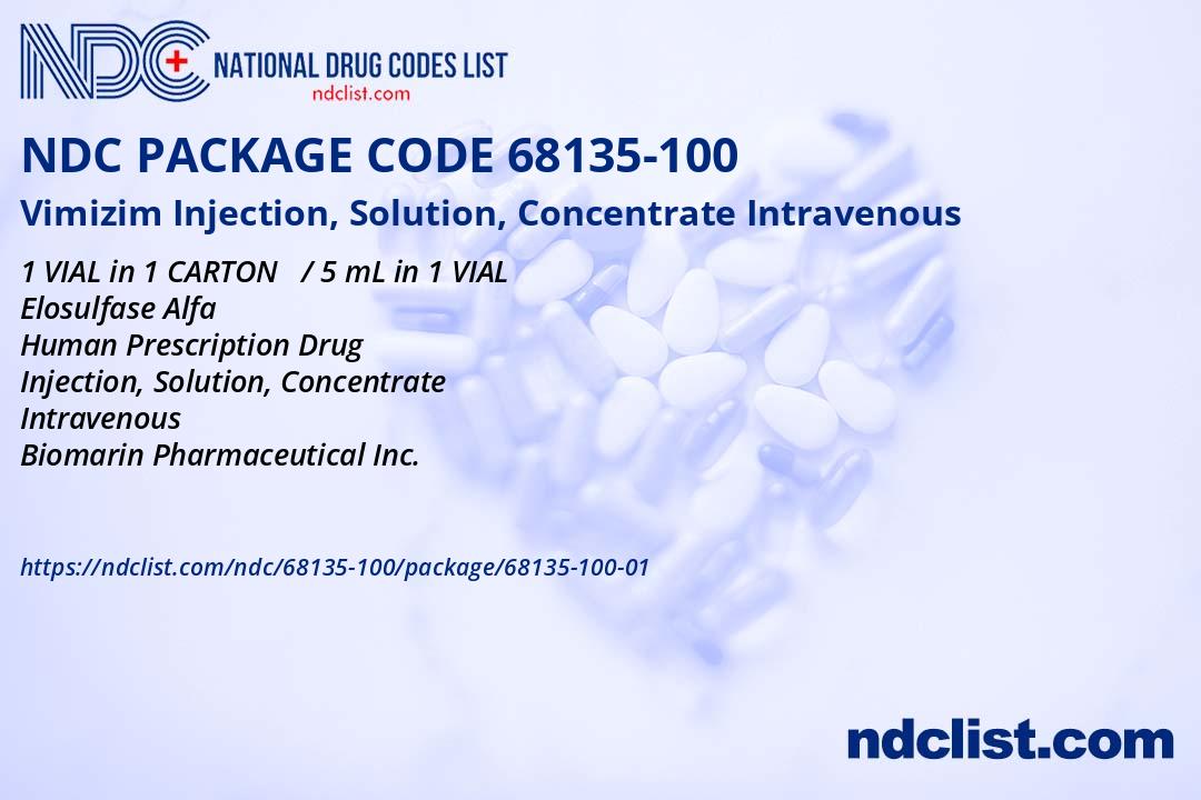 Vimizim Injection, Solution, Concentrate- NDC68135-100-01