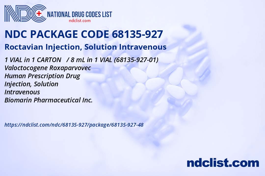 NDC Package 68135-927-48 Roctavian Injection, Suspension Intravenous