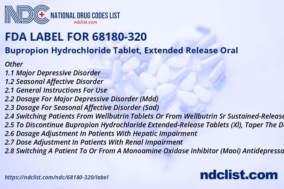 FDA Label for Bupropion Hydrochloride Tablet, Extended Release Oral ...