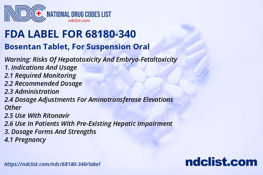 FDA Label for Bosentan Tablet, For Suspension Oral - Indications, Usage ...
