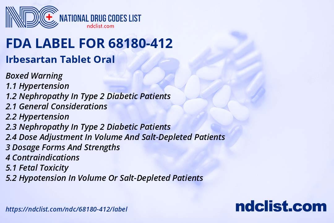 FDA Label for Irbesartan Tablet Oral - Indications, Usage & Precautions