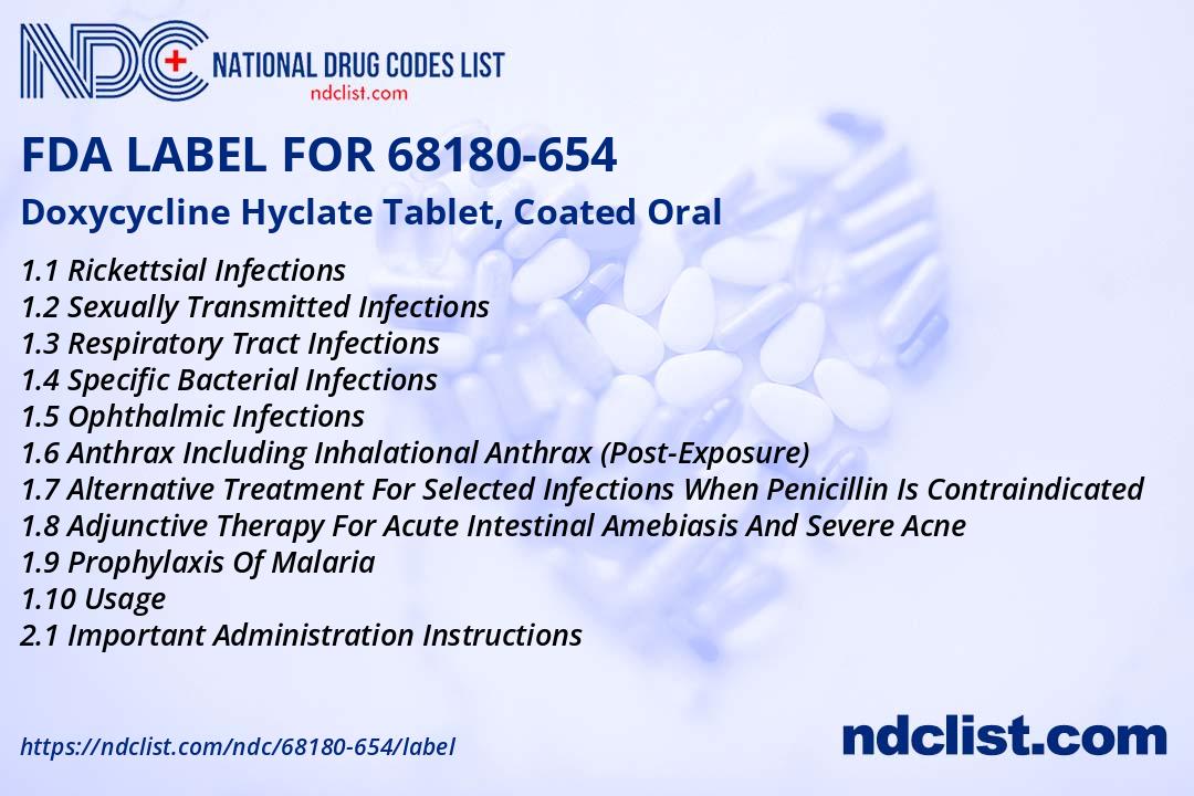 FDA Label for Doxycycline Hyclate Tablet, Coated Oral - Indications ...