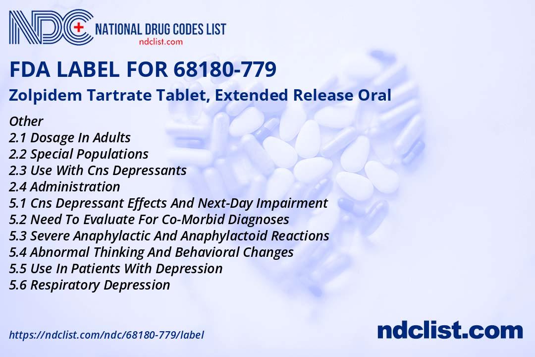 FDA Label for Zolpidem Tartrate Tablet, Extended Release Oral ...