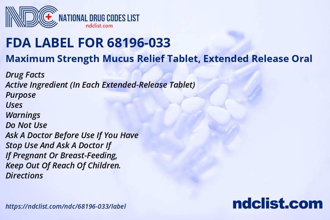 FDA Label for Maximum Strength Mucus Relief Tablet, Extended Release ...