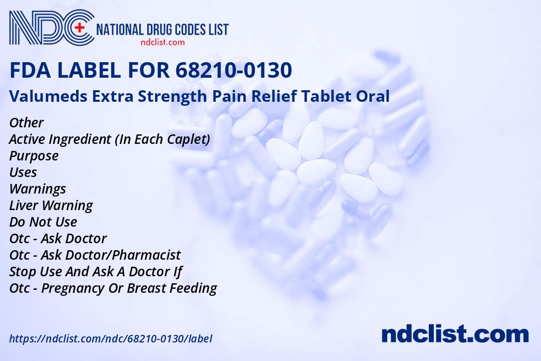 Valumeds Extra Strength Pain Relief- FDA Label NDC68210-0130