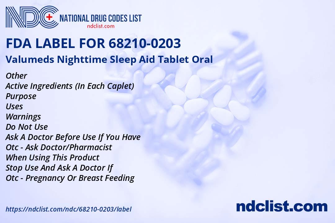 Valumeds Nighttime Sleep Aid- FDA Label NDC68210-0203