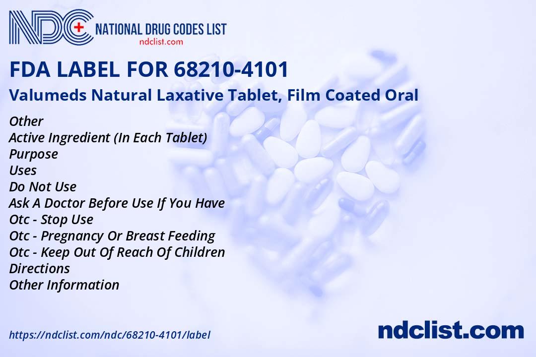 Valumeds Natural Laxative FDA Label - NDC 68210-4101