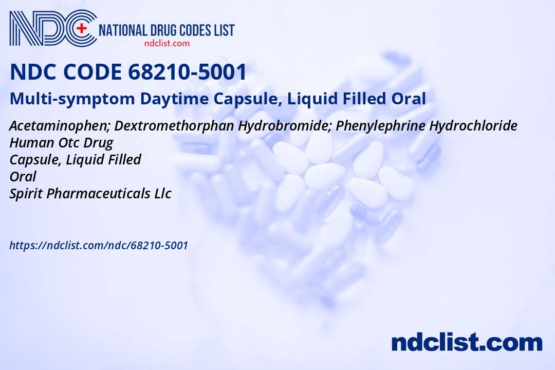 NDC 68210-5001 Multi-symptom Daytime Capsule, Liquid Filled Oral